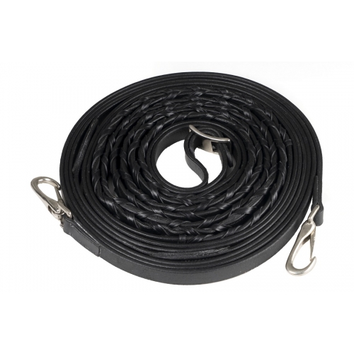 Lily Leather Training Long Reins With Clips - 12.2 Meters Long